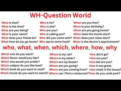 WH Questions in English | 500 Common Questions and Answers examples | What, How, Where, Which, When,