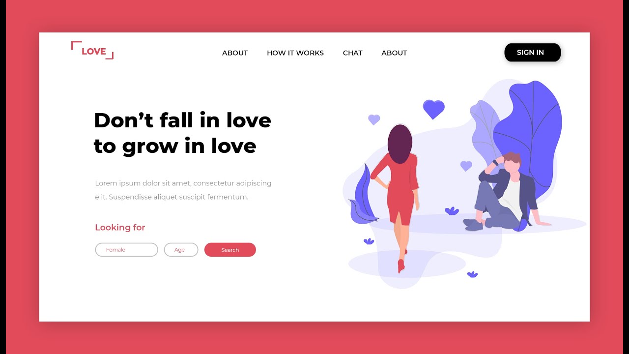 Love Website UI Design and Prototyping in Adobe PS [Speed Process]