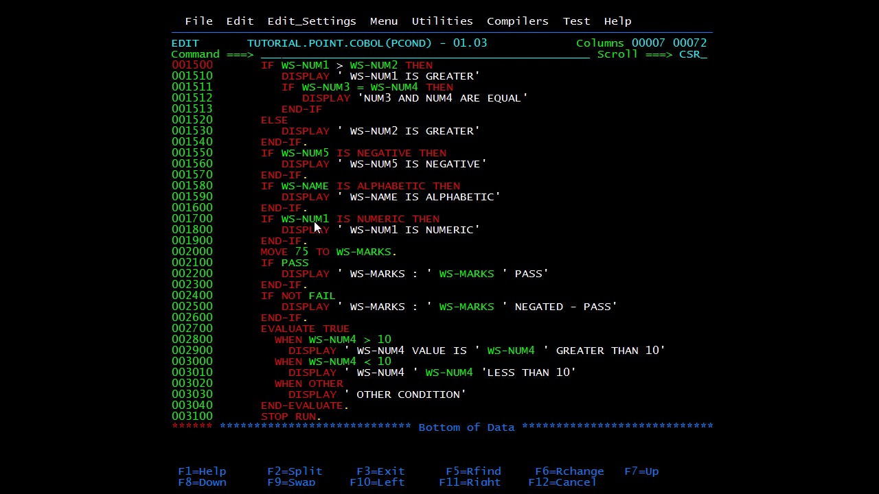 COBOL - Conditional Statements
