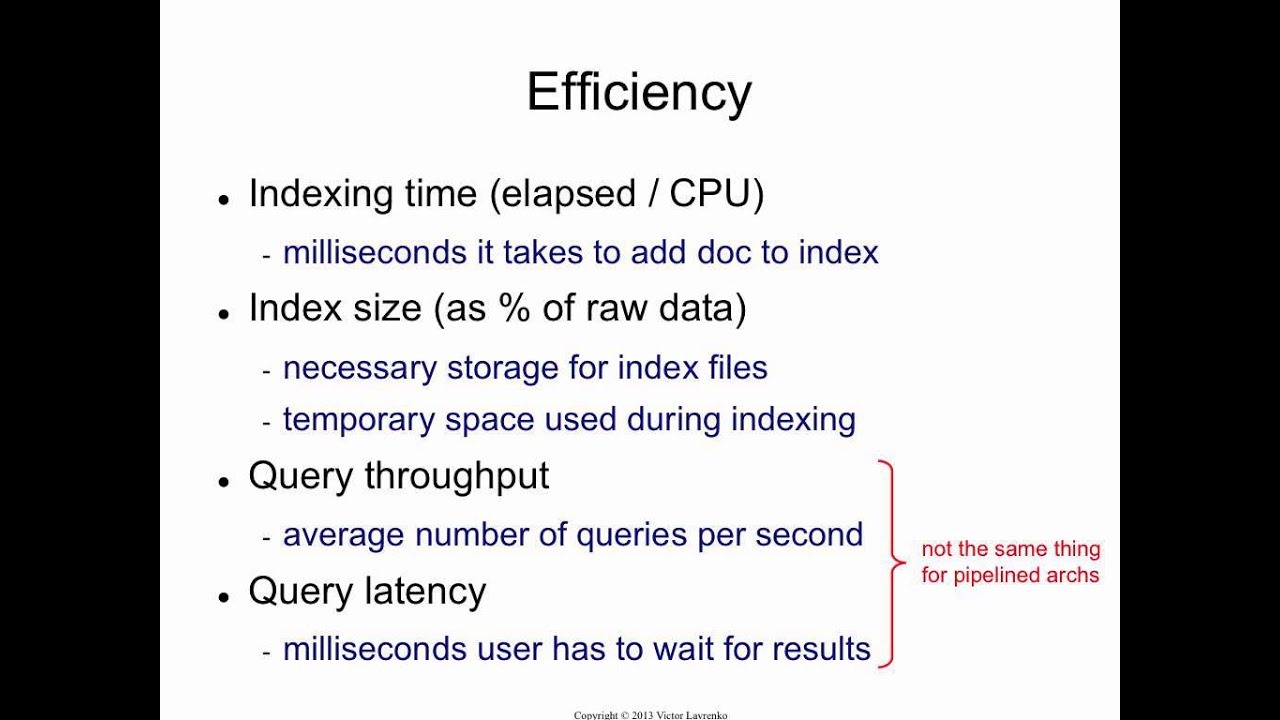 Evaluation 3: effectiveness vs. efficiency