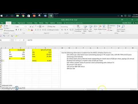 Excel WACC example 1