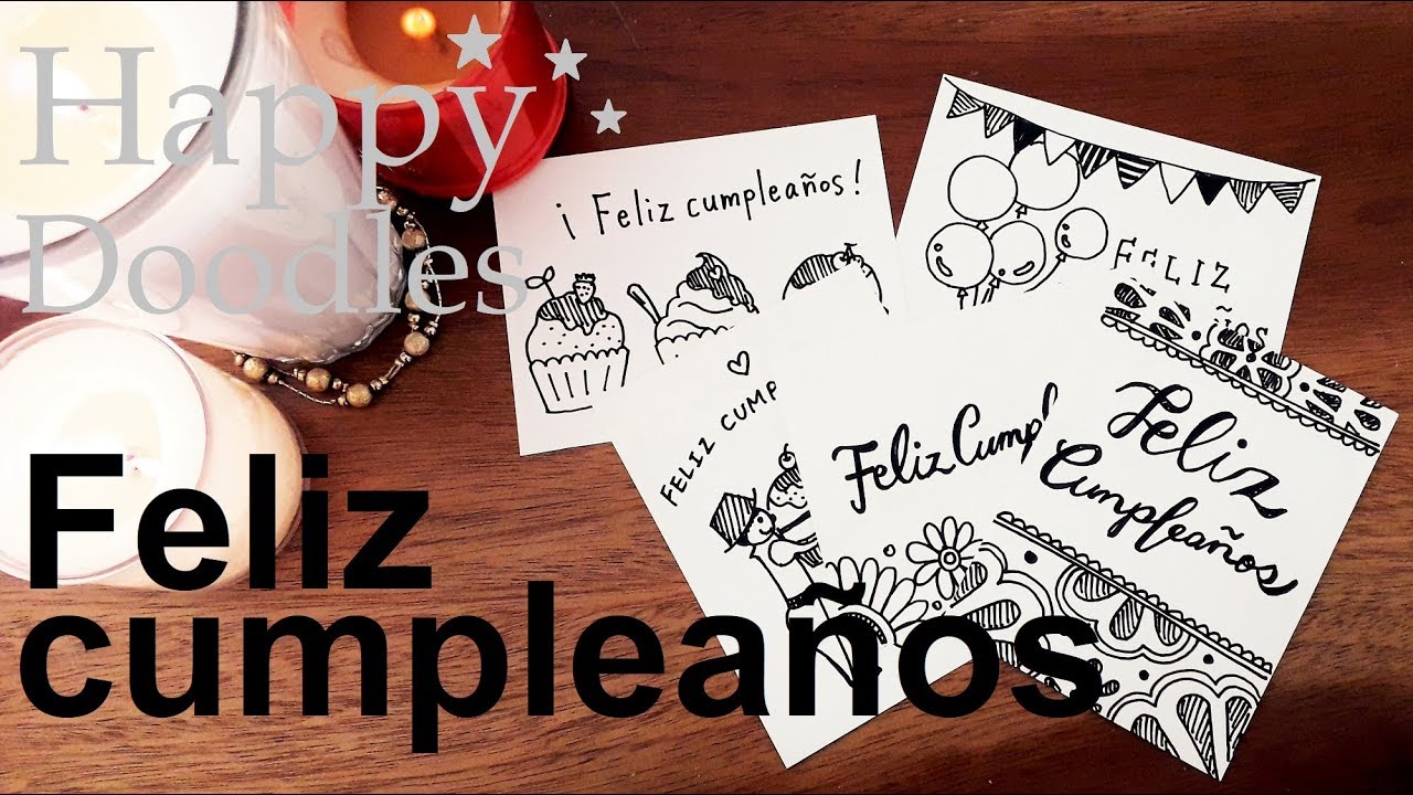 Happy birthday card in Spanish | Doodle with Me | Tarjeta de Feliz cumpleaños!