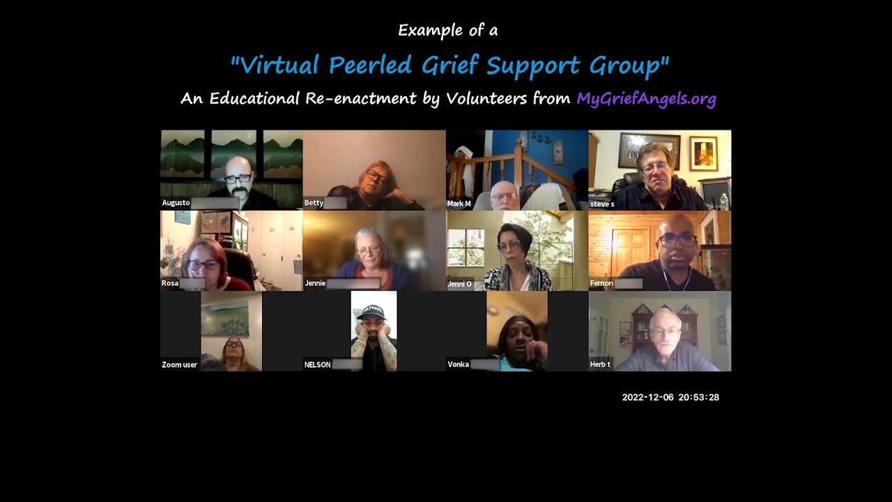 Virtual Peerled Grief Support Group Meeting:Educational Re-enactment By MyGriefAngels.org Volunteers