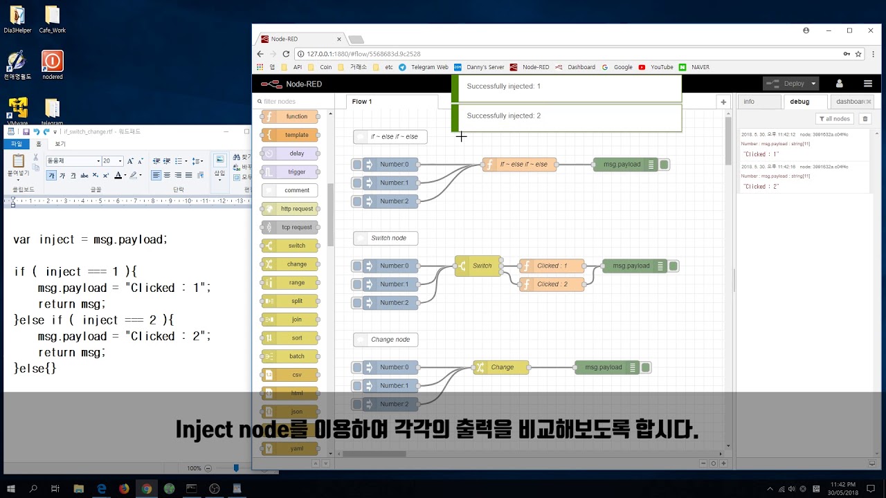 Node-Red : Switch node & Change node