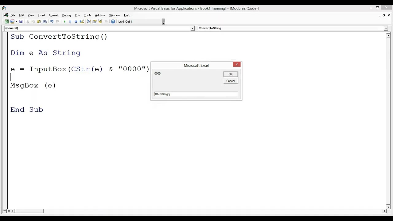 Excel VBA CStr CONVERT TO STRING FORMULA