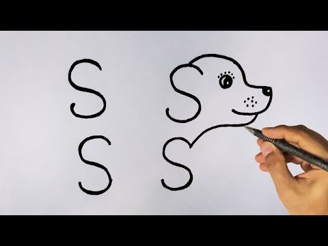 How To Draw Cute Dog From Letter SSSS l Dog Drawing Realistic l Dog Drawing Ideas l Letter Drawing