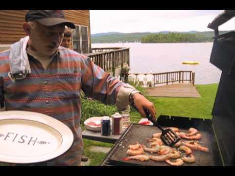 ABSINTHE (or Pernod) grilled shrimp on the Vermont Grilling Stone