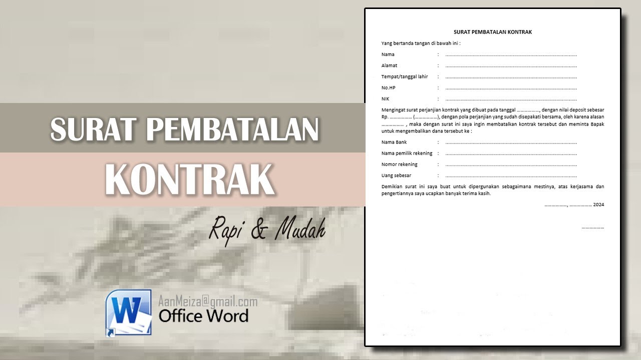 SURAT PEMBATALAN KONTRAK