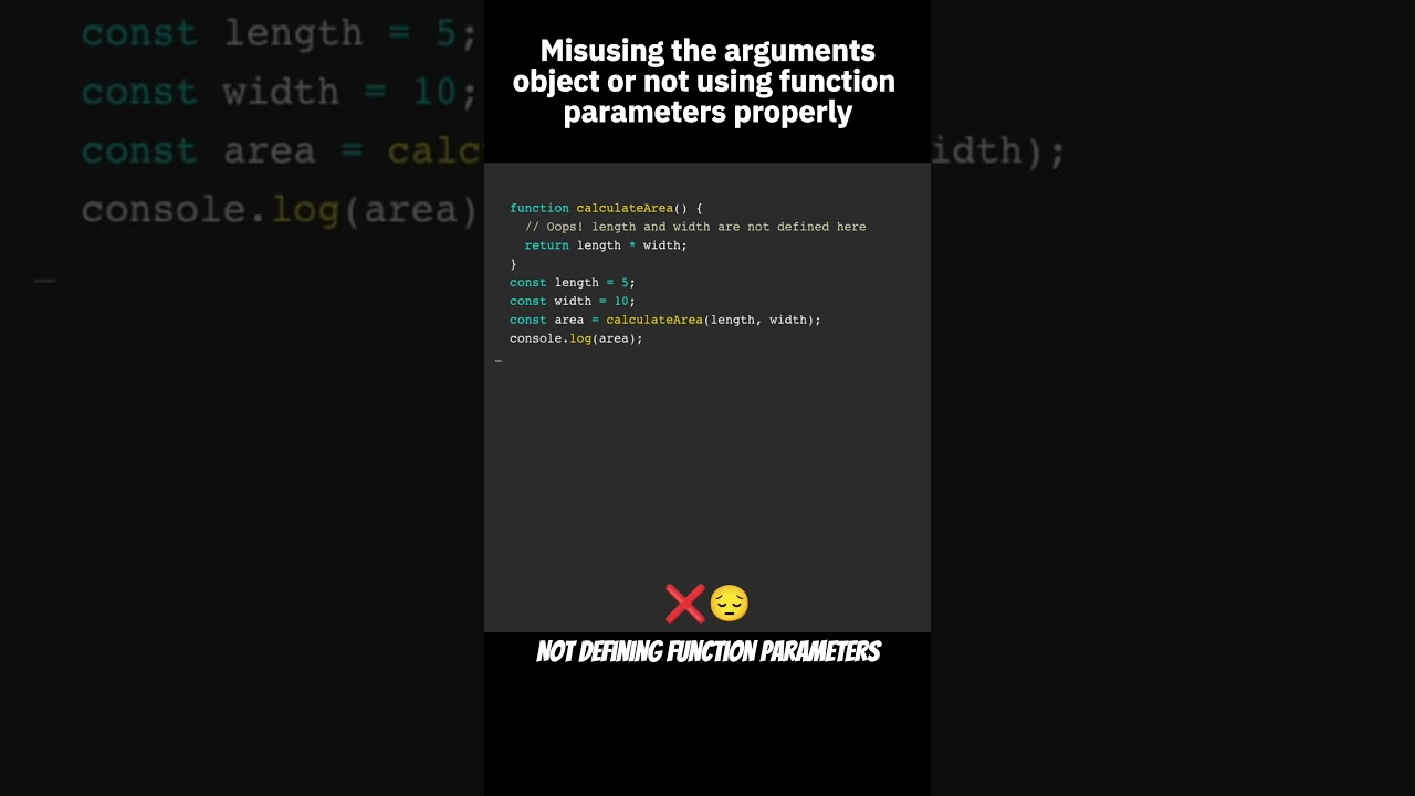 Misusing the arguments object or not using function parameters properly #javascript #codingtips