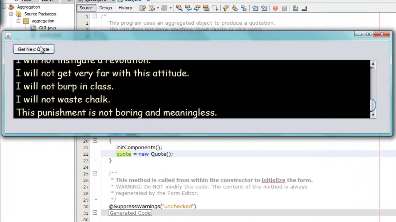 Example of aggregation or composition in Java