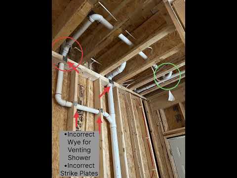Incorrect plumbing vent fitting for shower.