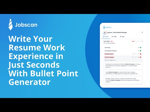 Write Your Resume Work Experience in Just Seconds | Resume Bullet Point Generator | Jobscan