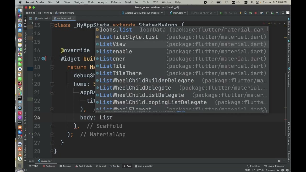 Flutter ListView sample 1