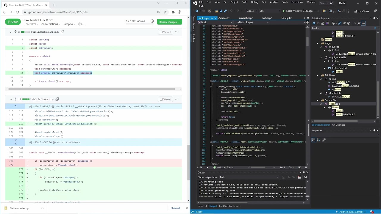 how to add code from Osiris Github pullrequest