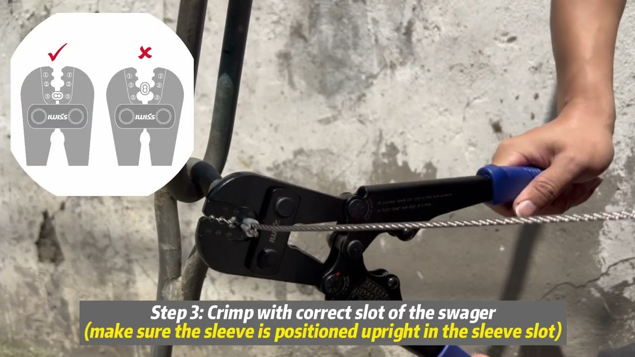 IWISS Wire Rope Crimping Tool for Aluminum Crimping Loop Sleeve, Two Barrel Ferrule, Oval Sleeves