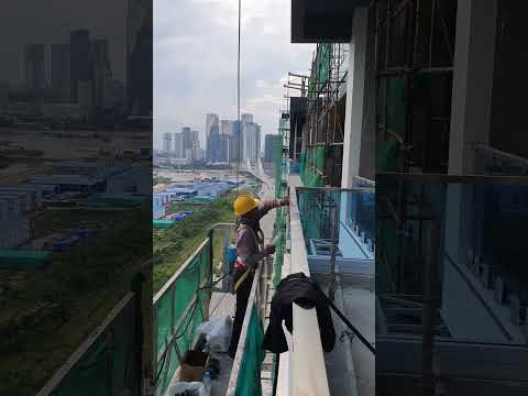 Sealant Application on Glass Balustrade Top Cover #construction