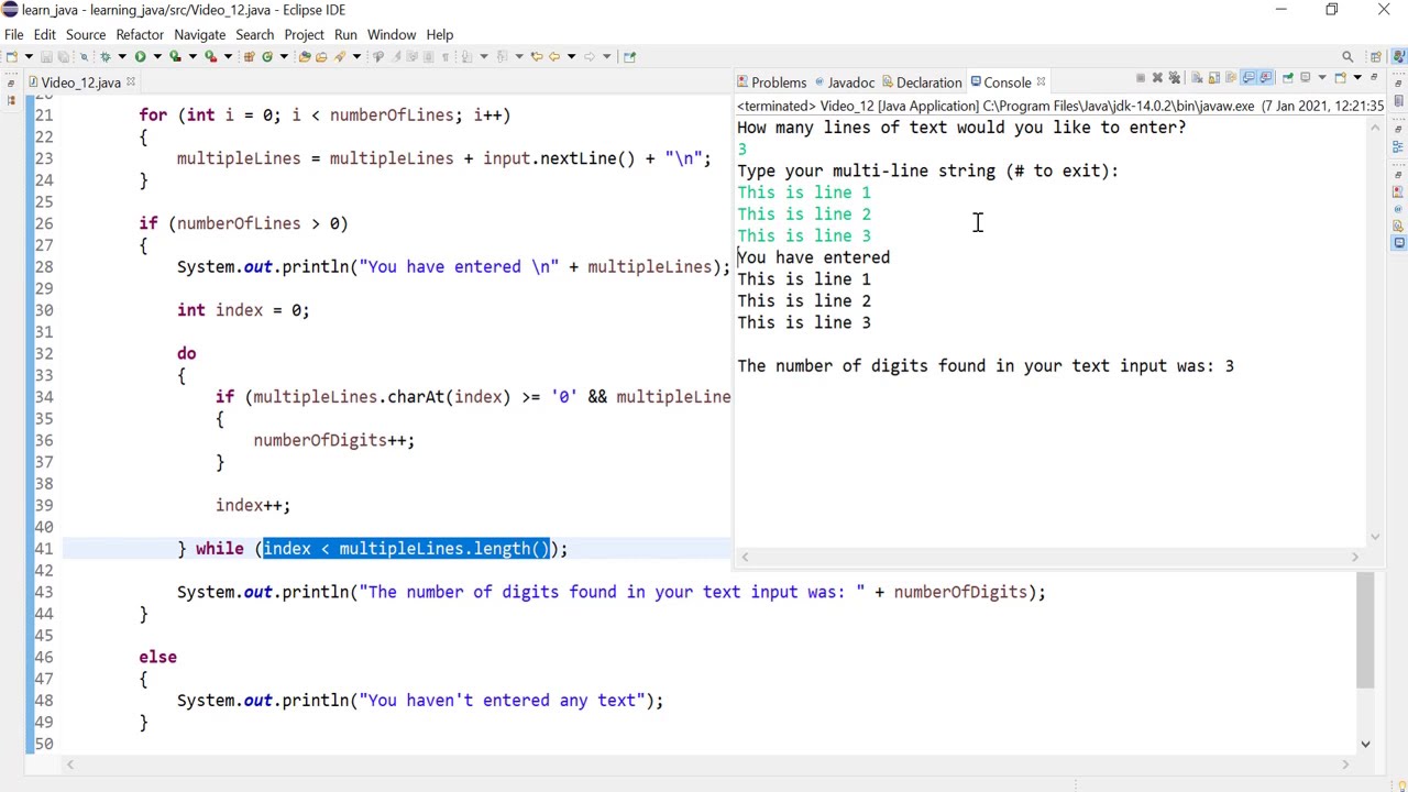 Java 12: How to convert a while loop into a do-while loop.