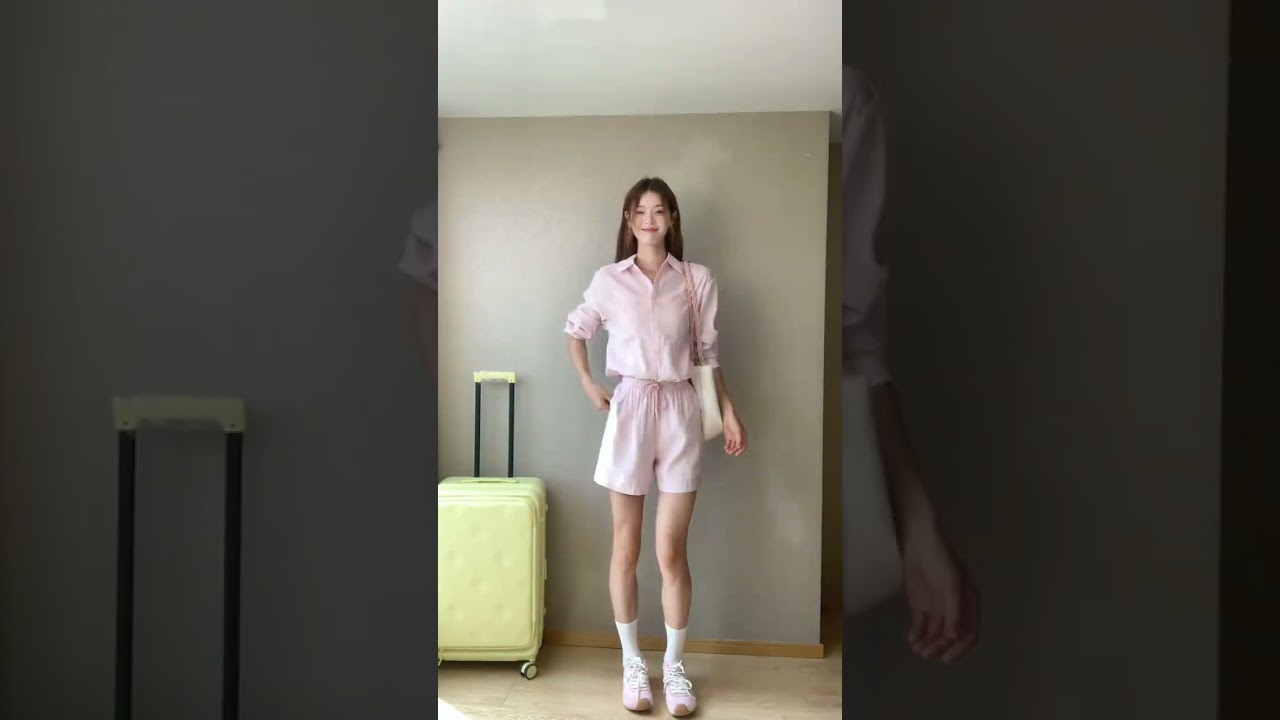 Peachy summer #Korean outfits #Bright summer colours#Love the summer breeze #Early summer