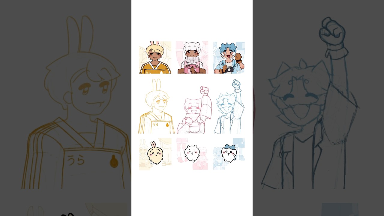 Chiikawa scene redraw with my human designs!