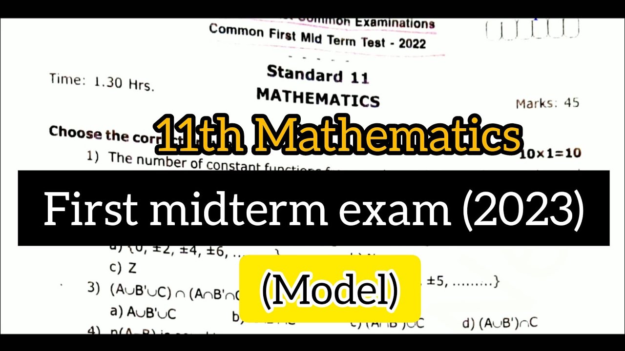 11th Maths first midterm exam 2023 || Model question paper 2023