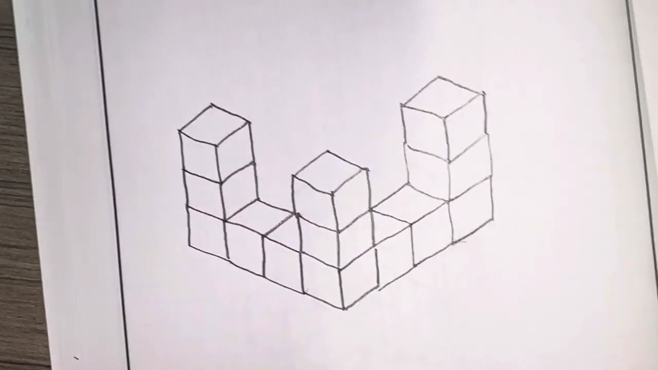 Isometric Stackable Cubes with Negative Space on Graph Paper