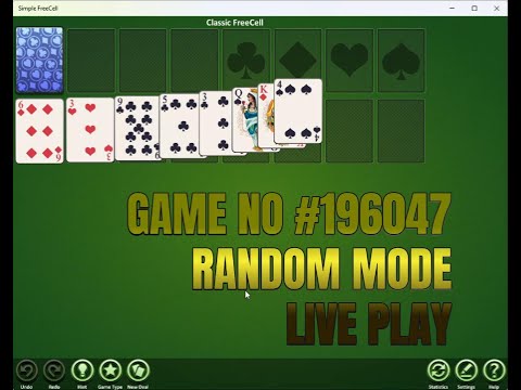 HOW TO PLAY FREECELL SOLITAIRE GAME NO #196047 - LIVE PLAY - RANDOM MODE FOR BEGINNER