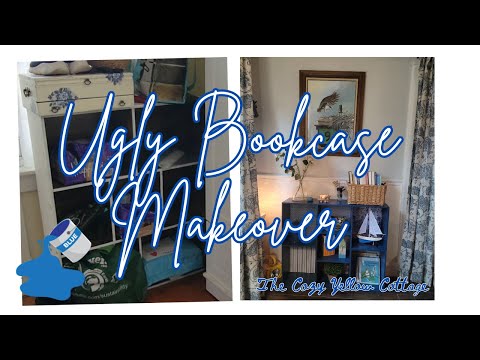 Ugly Bookcase Makeover ~ Coastal Cottage style