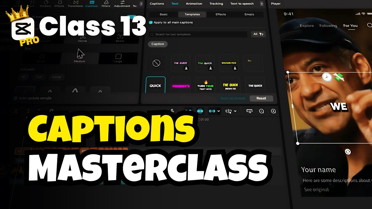 Learn 90% about Captions Under 10 minutes | CapCut Captions Masterclass