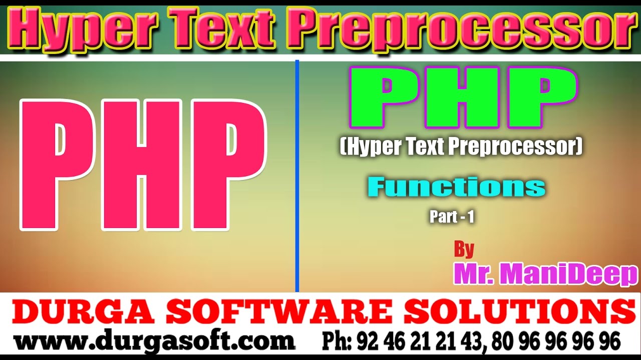 Web Devlopment| Php ((Hyper Text Preprocessor) || Functions Part -1 by Manideep