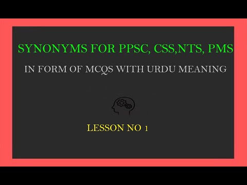 Synonym for ppsc css nts pms with urdu meaning, lesson no 1 in urdu/hindi