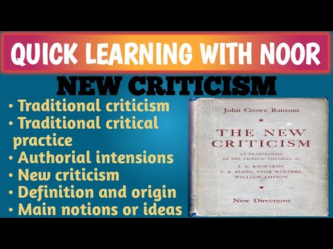 Traditional Criticism|Authorial intensions|New Criticism|Definition, Origin, explained in Hindi/Urdu