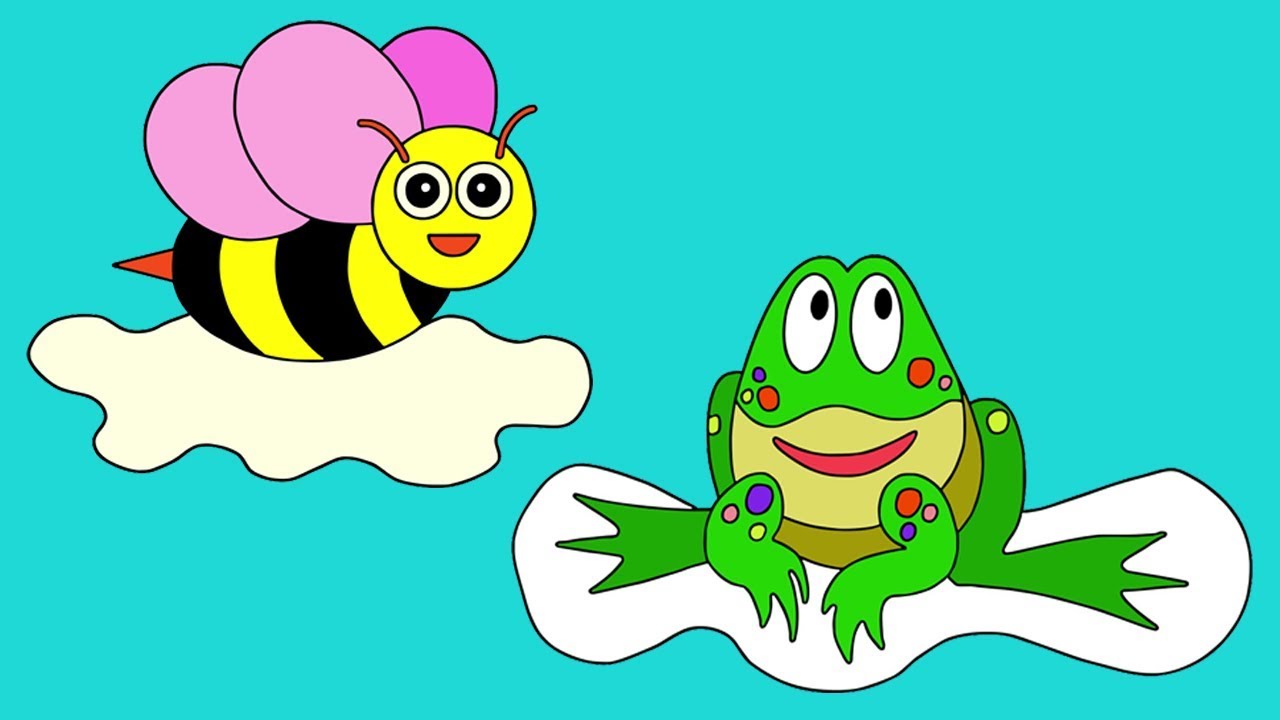 Bee and Frog Coloring Pages | Drawing for Kids and Toddlers | Kindergarden TV