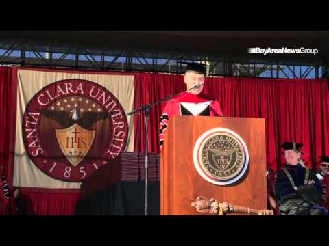 Commencement speaker @JamesMartinSJ jokes about the friendly rivalry between Jesuits and Franciscans