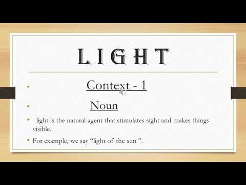 Meanings, contexts and synonyms of 'Light'