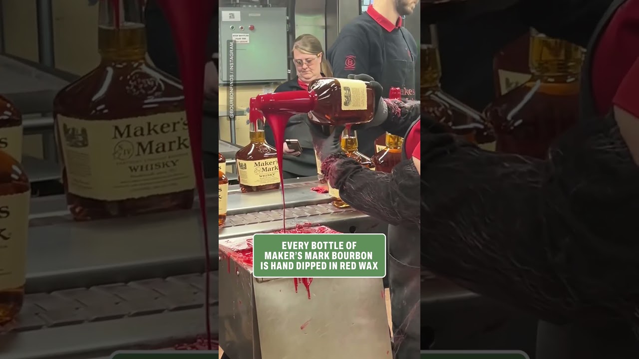 Every bottle of Maker's Mark bourbon is hand dipped in red wax