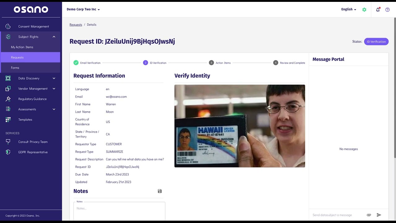 Osano Subject Rights Demo