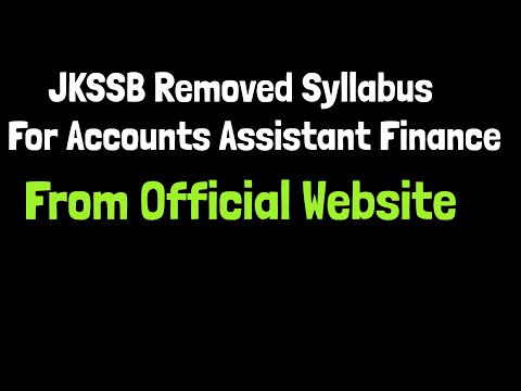 JKSSB Removed Syllabus For Finance Accounts Assistant From Official Website