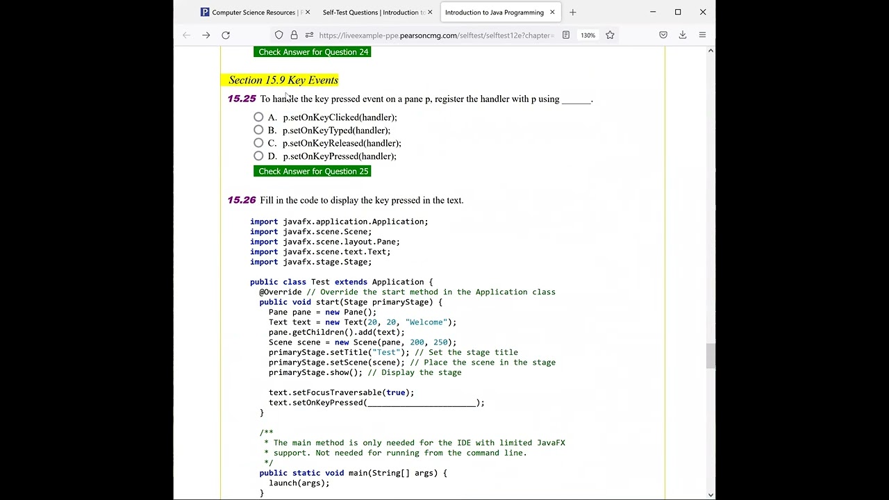 Daniel Liang Java Chapter 15 Multiple Choice Questions Part 2