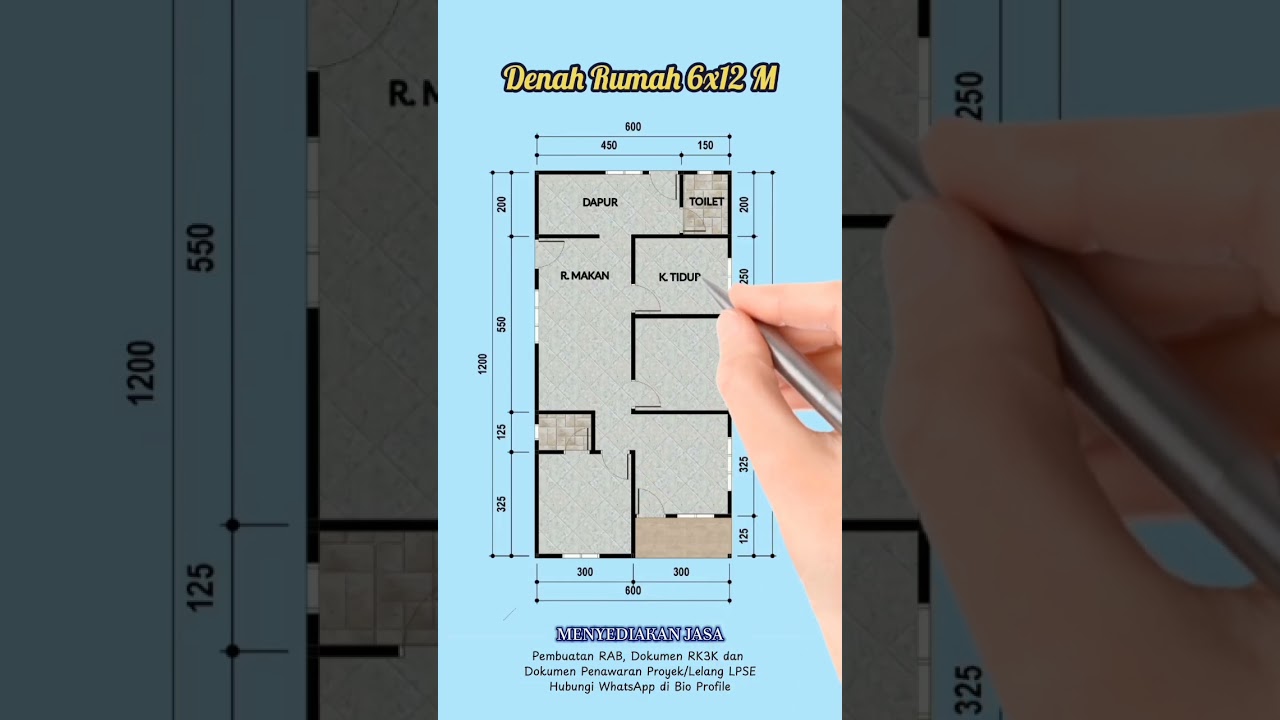 DENAH RUMAH 6x12 M. Lahan 10x17 M. #denahrumah #denahrumahminimalis #rumahminimalis #rumahsederhana