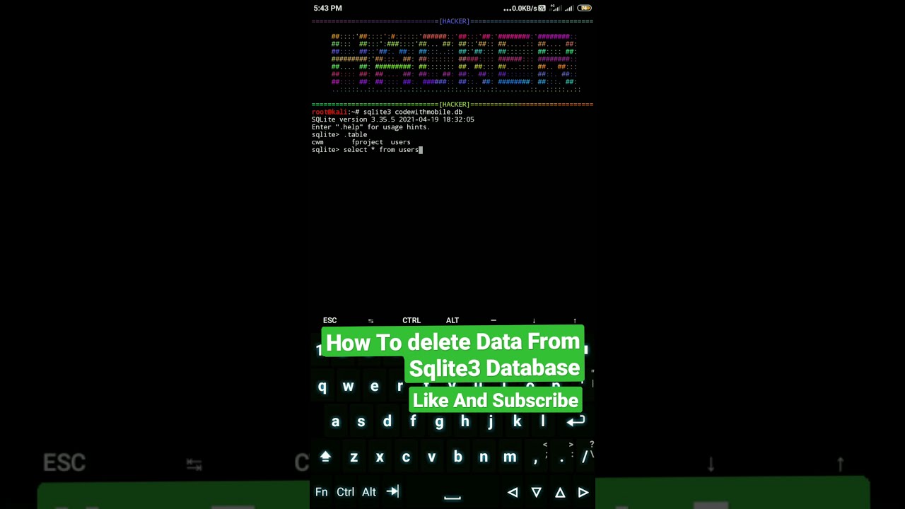 Delete Data From Sqlite3 Database #shorts