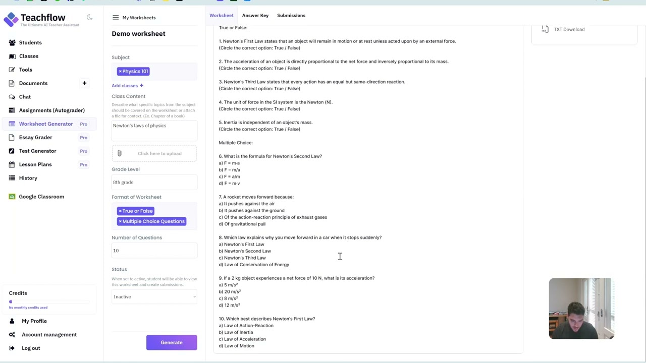Teachflow Worksheet Generator Tutorial