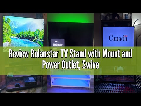 Review Rolanstar TV Stand with Mount and Power Outlet, Swivel TV Stand Mount with LED Lights for 45/