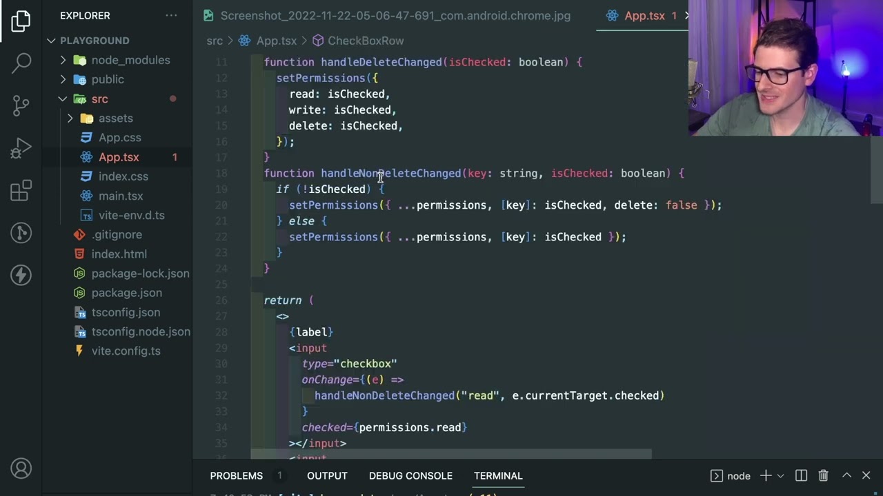 A practical react example using maps for permission checkboxes (good interview practice problem)