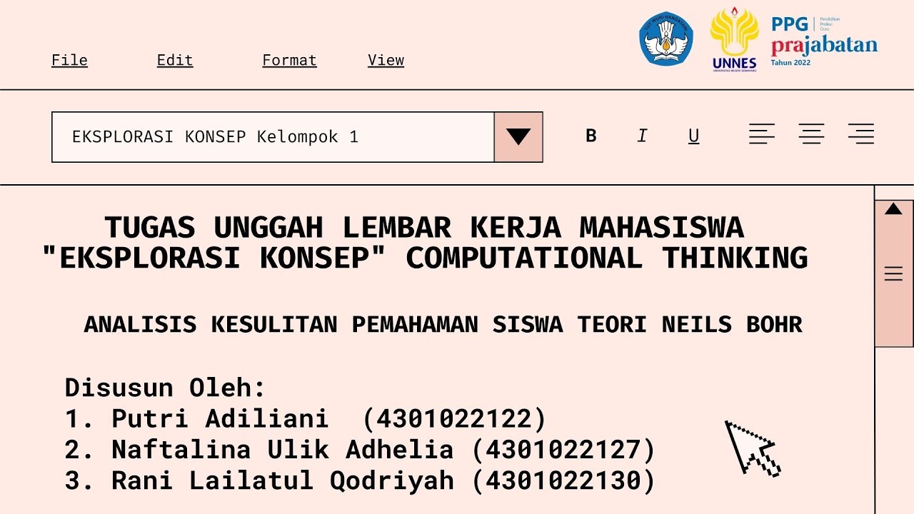 Eksplorasi Konsep - Unggah Lembar Kerja Mahasiswa Topik 1 Computational Thinking PPG PRAJABATAN GEL1