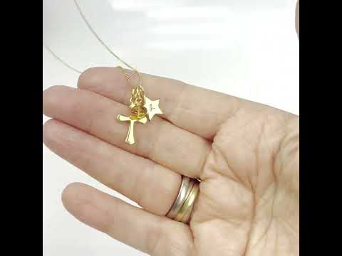 Personalised Cross Necklace with November Birthstone Charm #birthstonejewelry