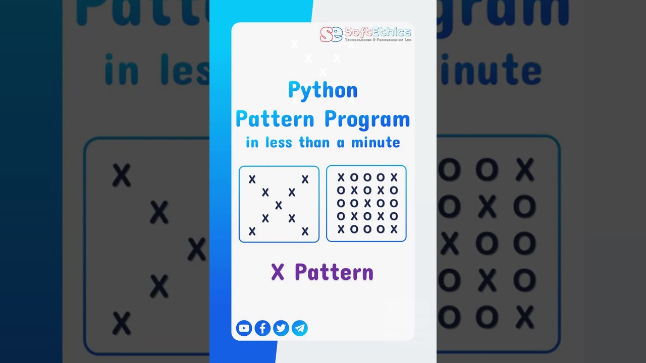 Python Pattern Program |  X Pattern #shorts #python #patternshorts #patternprograms