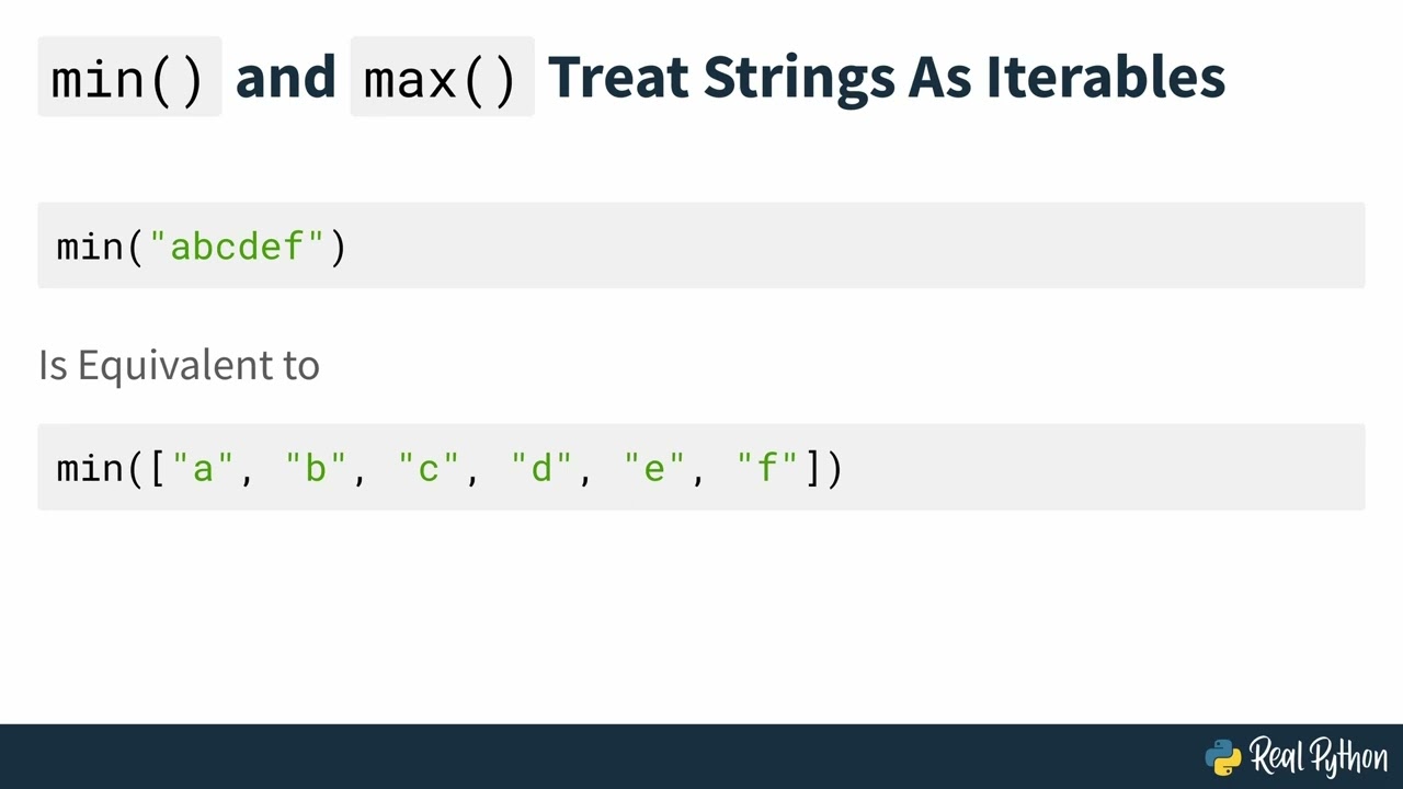 Starting With Python's min() and max() Functions