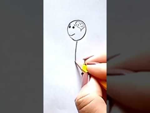 Cartoon man with Brain visible in his head drawing#drawing #satisfying #cartoon #art #brain