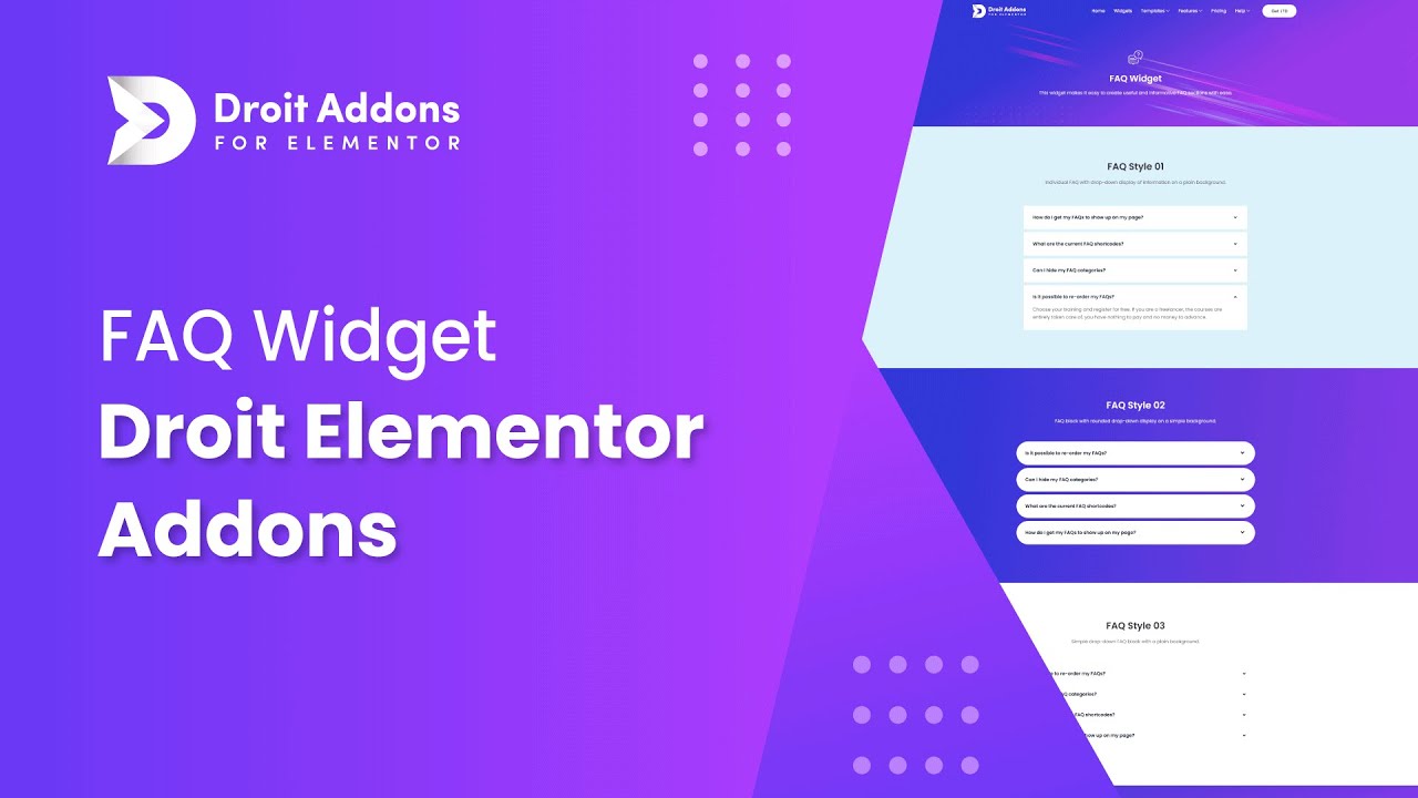 FAQ Widget | Droit Addons for Elementor