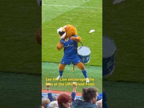 Leo the Lion encourages the fans.